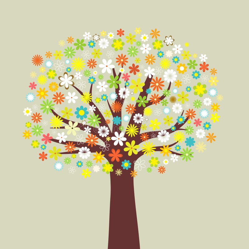 Flower tree stock vector. Illustration of retro, nature - 12158415
