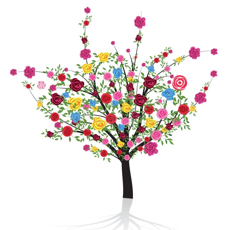 Colorful Abstract Flower Tree Stock Illustration - Illustration of ...
