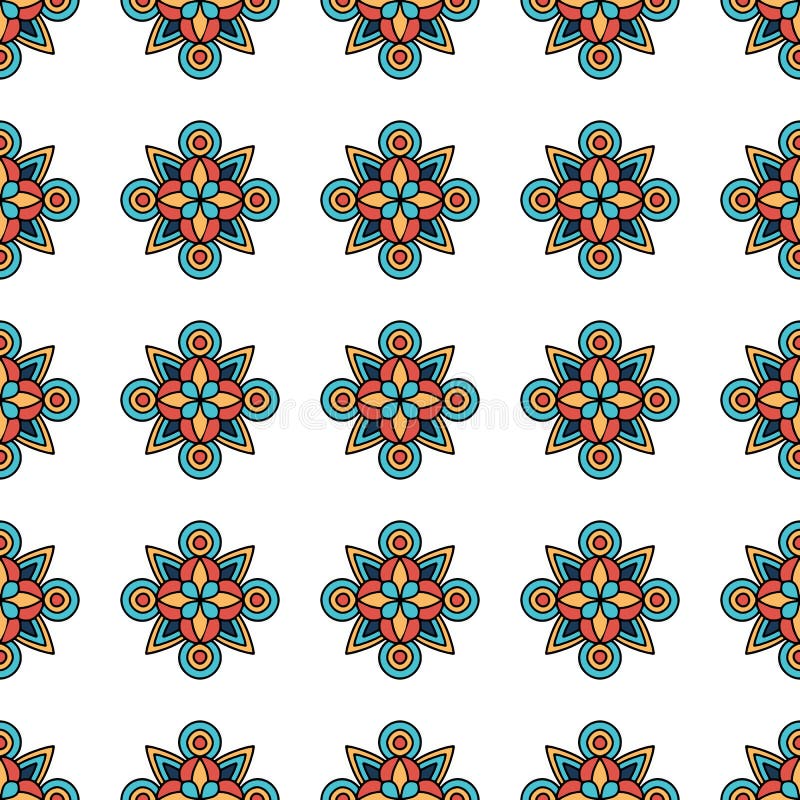 Flower Tribal Pattern, Outline Style Stock Illustration - Illustration ...
