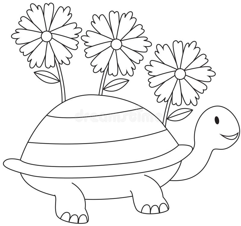 Turtle Flowers Drawing Stock Illustrations – 246 Turtle Flowers Drawing ...