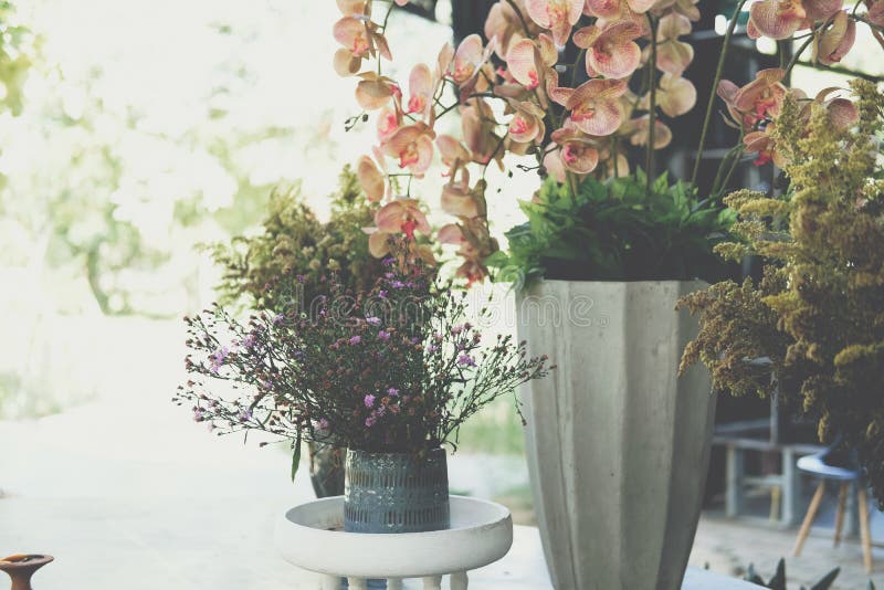 Flower in Vase Decorating in Restaurant Stock Photo - Image of natural ...