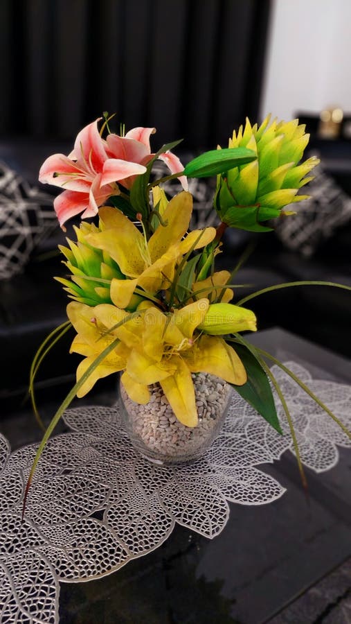 Flower vase stock photo. Image of yellow, interior, beauty - 263909674