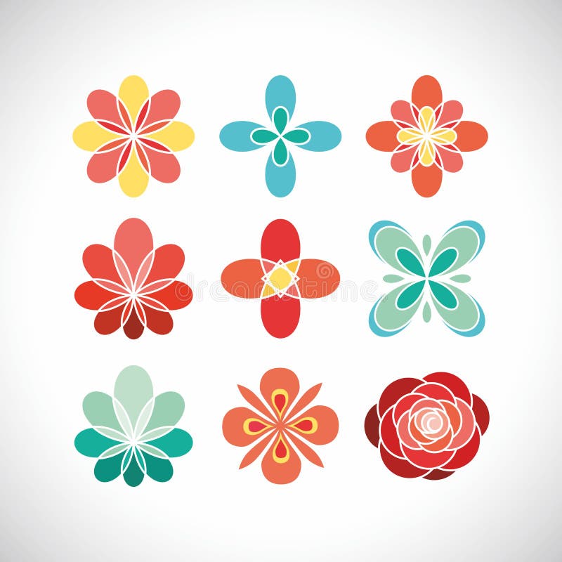 Flower Vector Color Icons and Logo Stock Vector - Illustration of ...