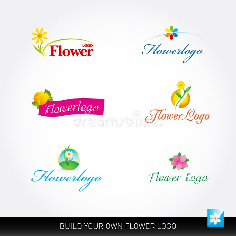 Flower Vector Logotypes Vector Set. Flowers Logo Templates Stock Vector ...