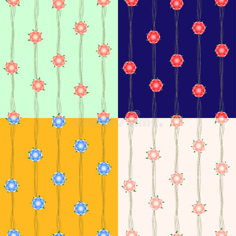 Flower Vine Pattern Set stock illustration. Illustration of floral ...