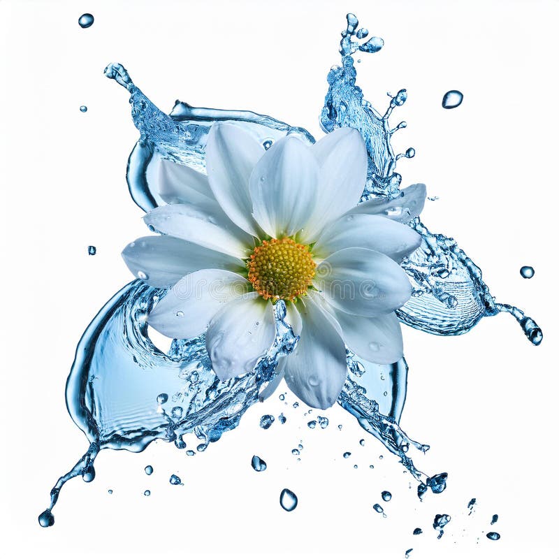 Flower from Water Splashes Isolated on White Stock Illustration ...
