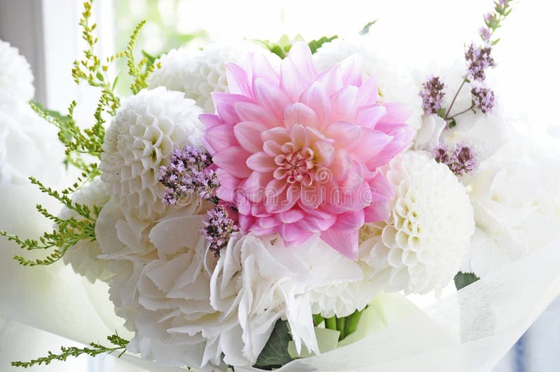 Flower Wedding Arrangement with Ranunculus, Pion, Roses Stock Image ...