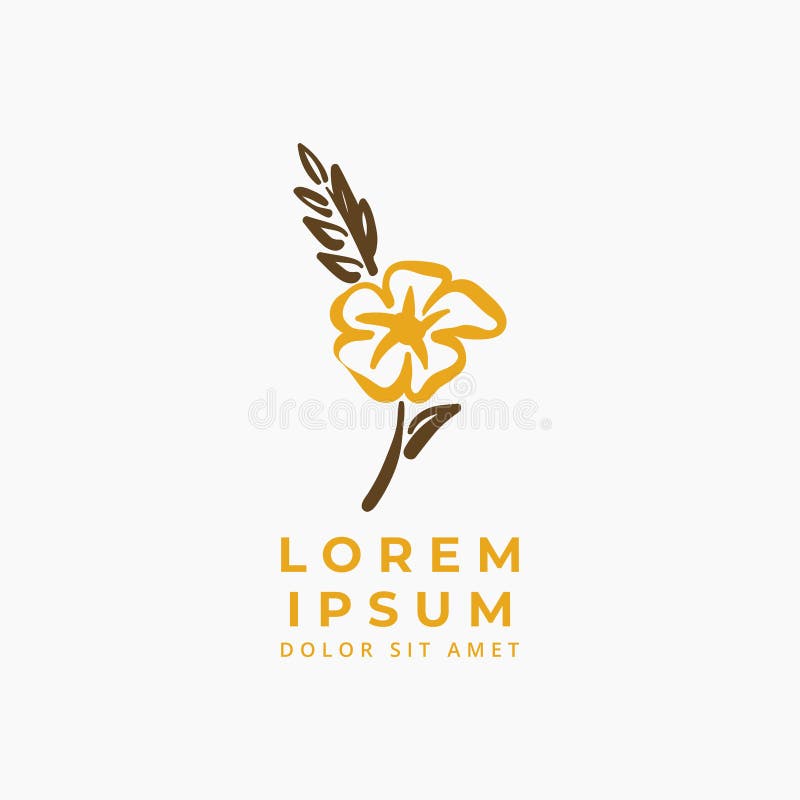 Flower and Wheat for Baking Logo Design Template Stock Illustration ...