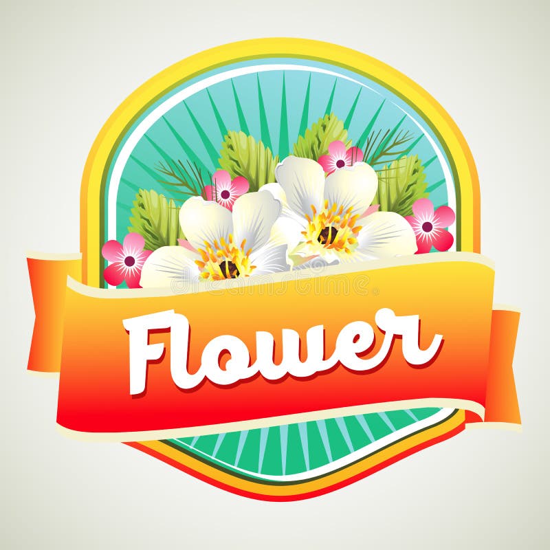 Flower white badge stock vector. Illustration of curve - 75106959