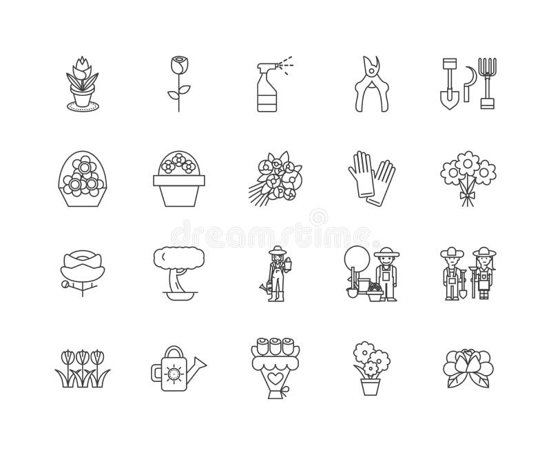 Flower Workshop Line Icons, Signs, Vector Set, Outline Illustration ...