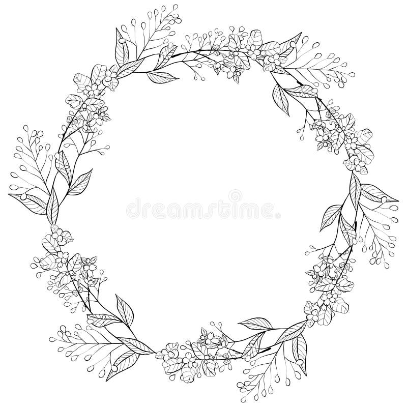 Wild Flower Wreath Line Drawing Stock Illustrations – 1,288 Wild Flower ...