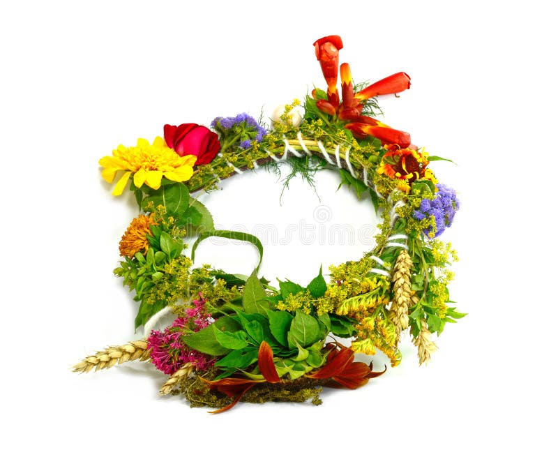Flower wreath isolated stock image. Image of planks - 207490205