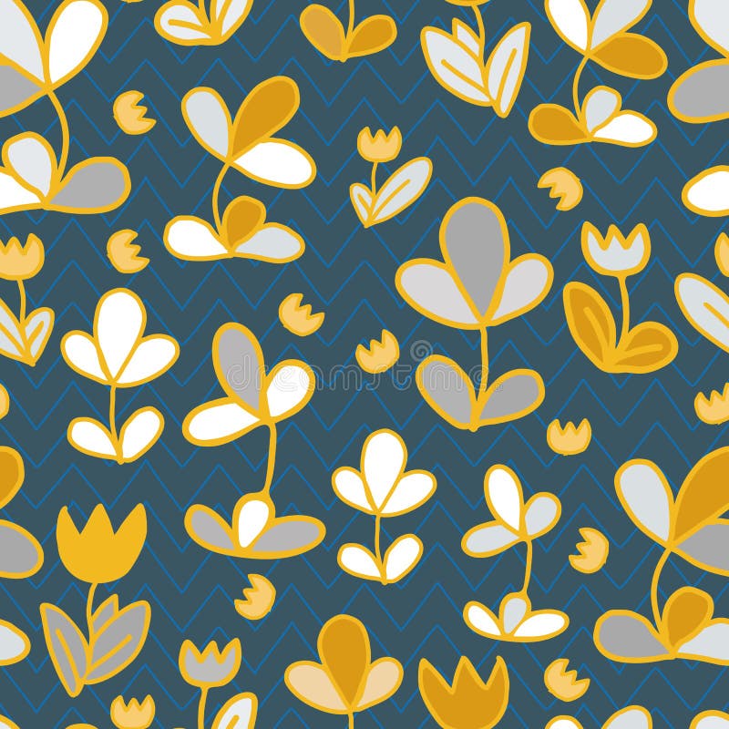 Flower Zigzag Seamless Pattern Stock Vector - Illustration of ...