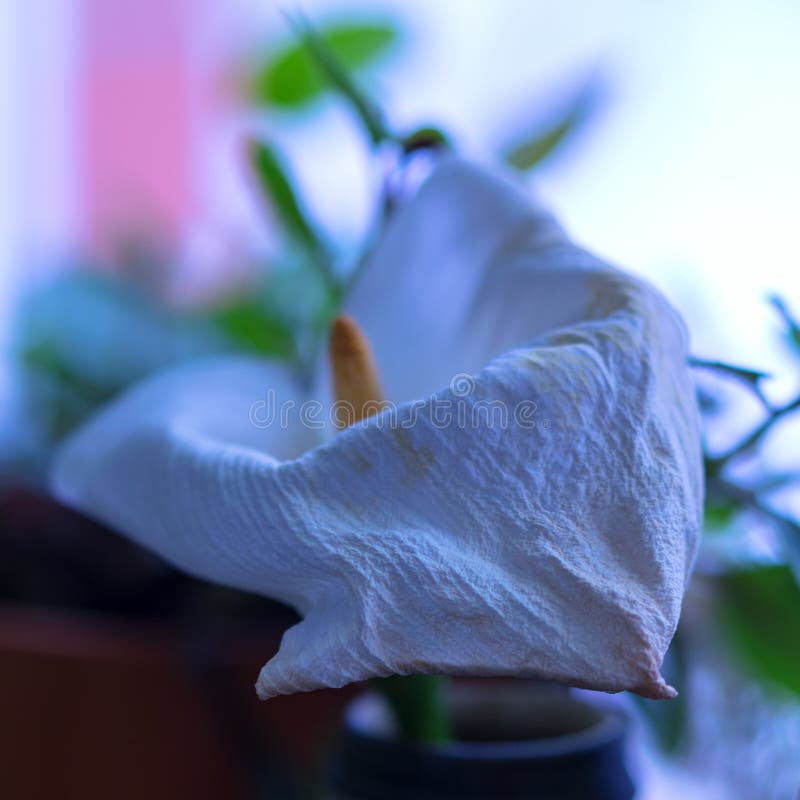 White Callus on a Black Background, Close-up of a Callus Flower Stock ...