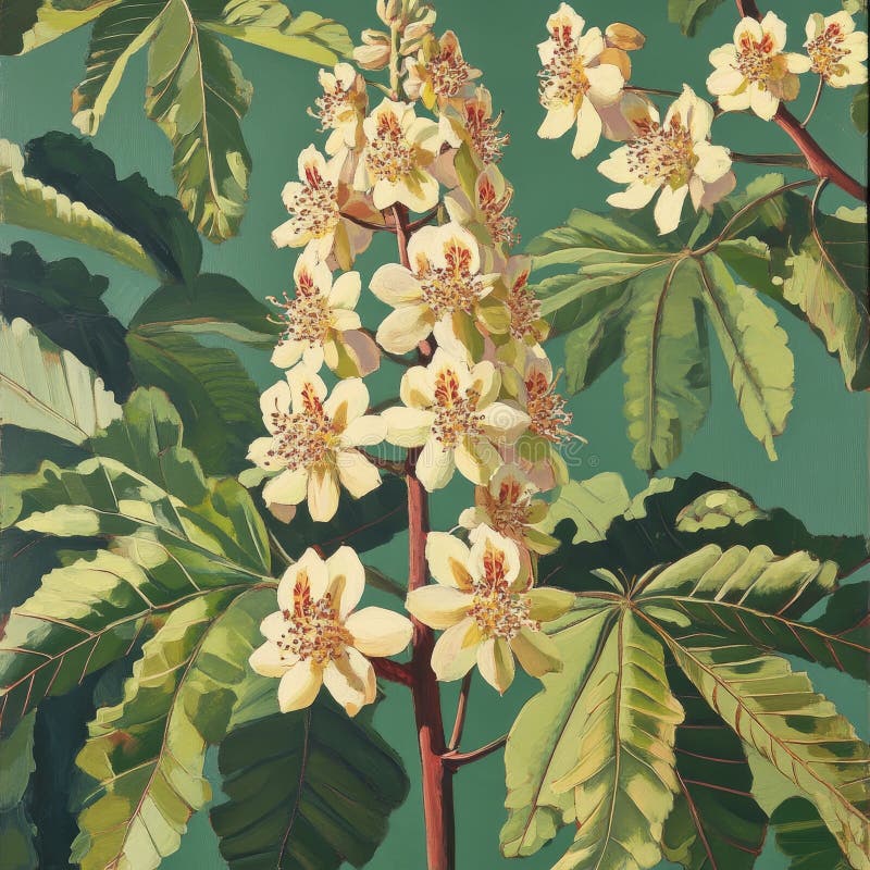 Flowering Branch of a Chestnut Tree. Vector Illustration Stock ...