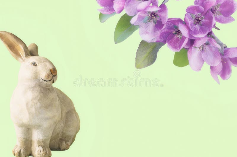 A Flowering Branch of a Spring Tree and a Figurine of a Rabbit Stock ...