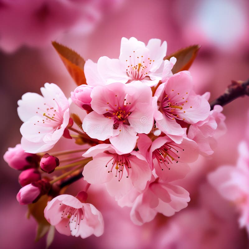 Flowering Sakura Tree Branch. Generative AI Stock Image - Image of ...