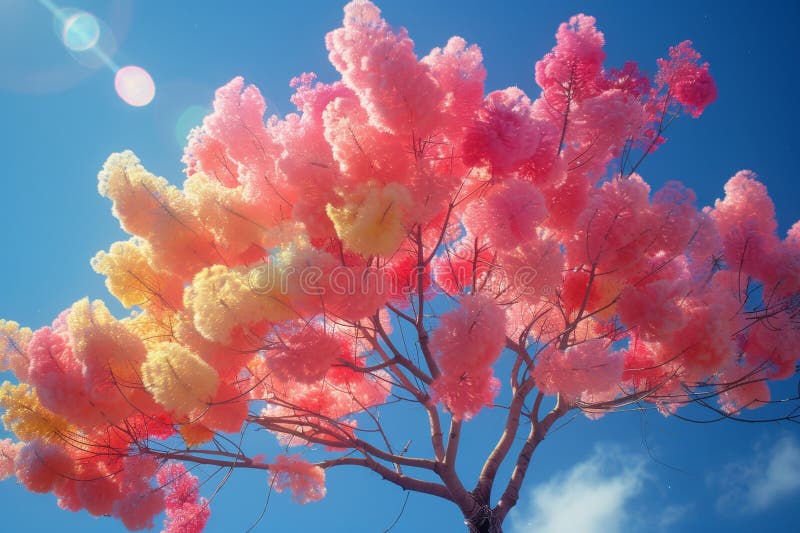 A Flowering Tree on a City Street. Illustration Stock Image - Image of ...