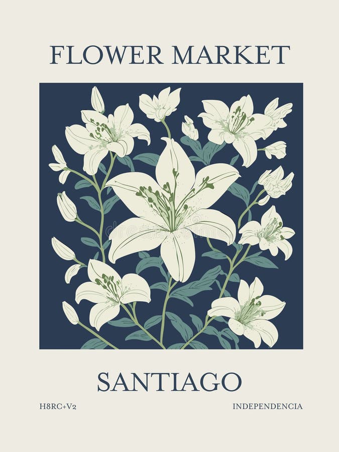 Flower Market Poster. Santiago, Chile. Featuring Liliums in Full Bloom ...