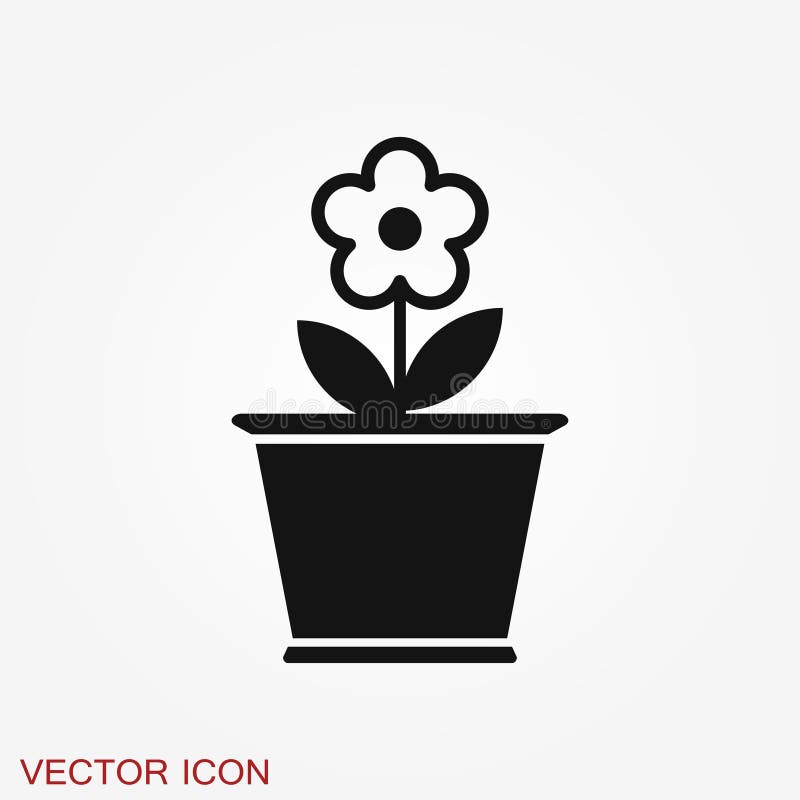 Flowerpot Icon, Vectorized Plants in a Pot, Flower Symbol Stock ...