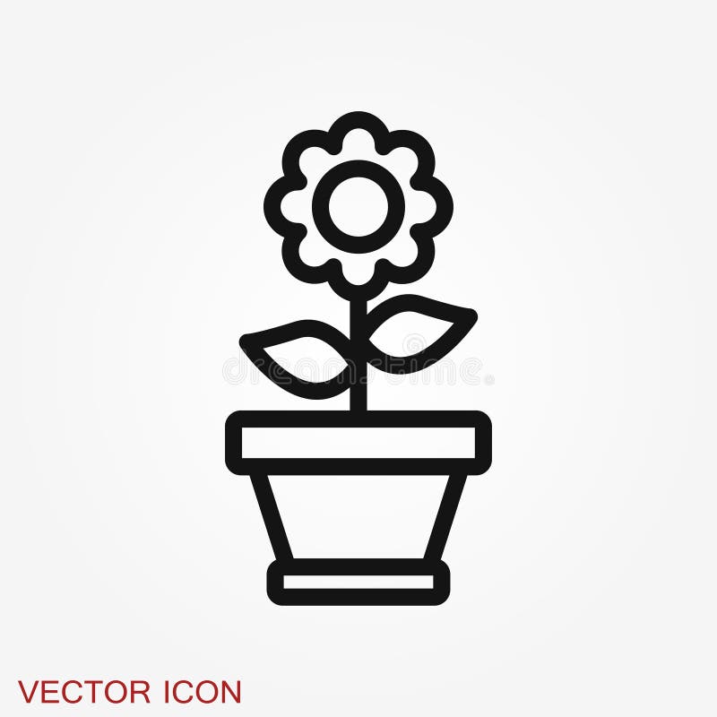 Flowerpot Icon, Vectorized Plants in a Pot, Flower Symbol Stock ...