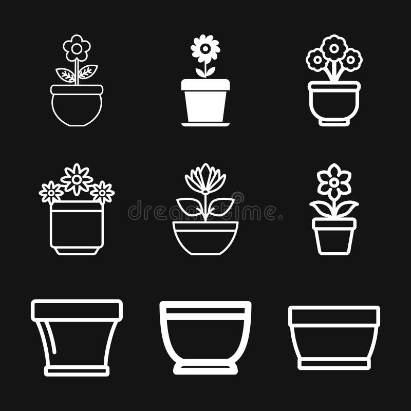Flowerpot Icon, Vectorized Plants in a Pot, Flower Symbol Stock Vector ...
