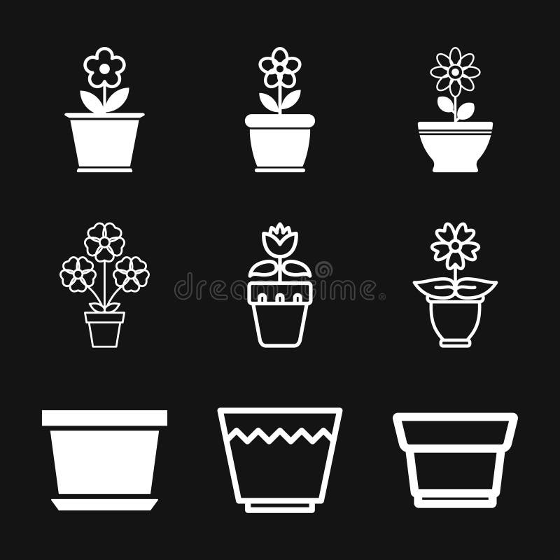 Flowerpot Icon, Vectorized Plants in a Pot, Flower Symbol Stock Vector ...
