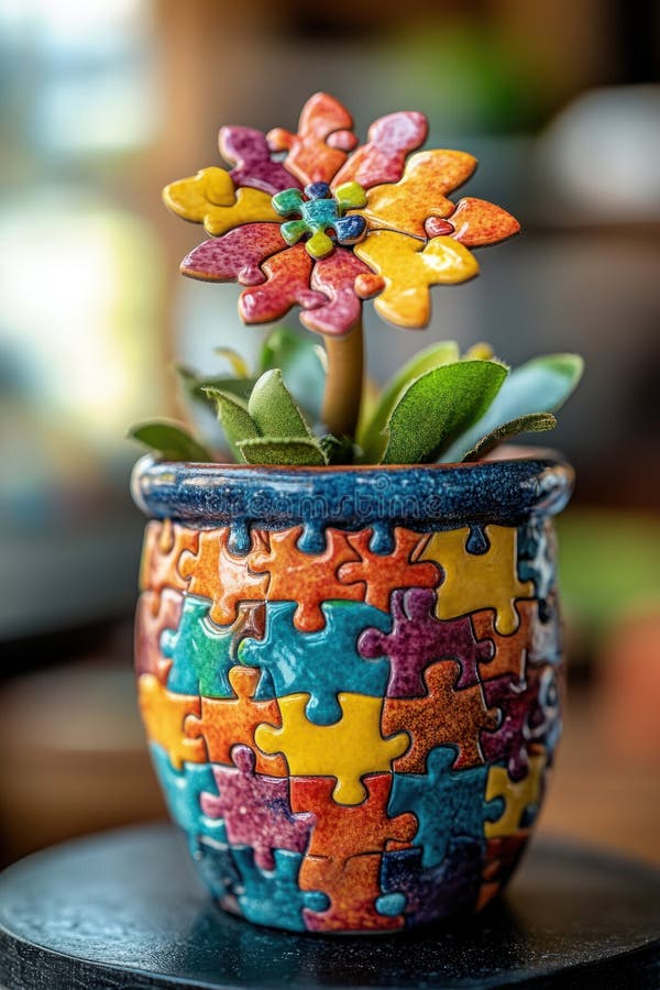 Flowerpot Puzzle, a Vibrant Flowerpot Filled with Colorful Puzzle ...