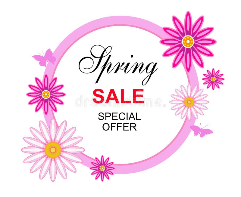 Spring Sale Graphic with Flowers in Vector Quality. Stock Vector ...