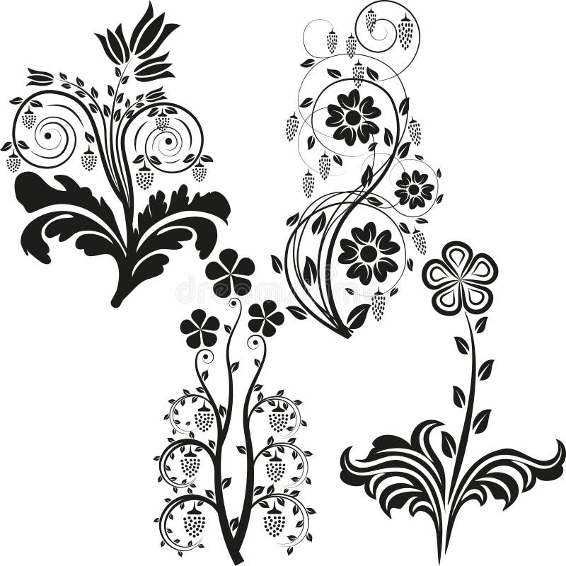 Black floral vector stock vector. Illustration of floral - 25310715
