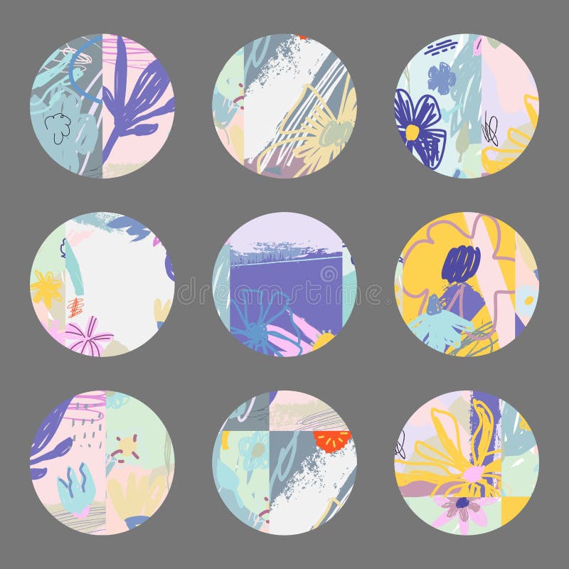 Collection of Creative Abstract Decor Elements and Stickers with Hand ...