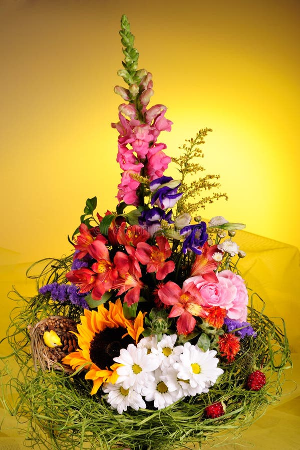 Extravagant Floral Arrangement Stock Photo - Image of purple, leaves ...