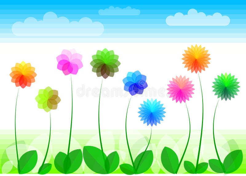 Spring Smiley Face Happy Flowers Stock Illustration - Illustration of ...