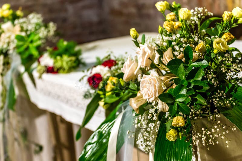 Flowers on altar stock photo. Image of religion, church - 132197206