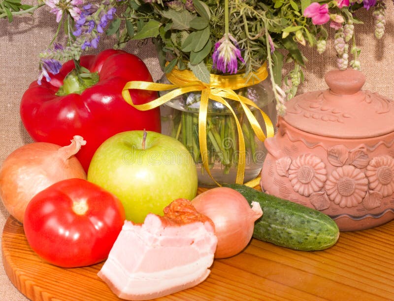 Flowers, Apple, Vegetables, Oil Stock Photo - Image of breakfast ...