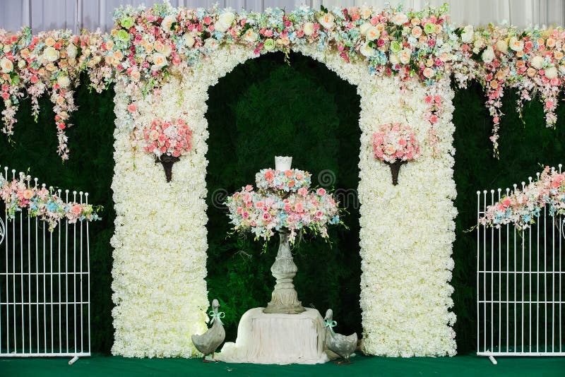 Flowers Background for Wedding Scene Stock Photo - Image of love, green ...