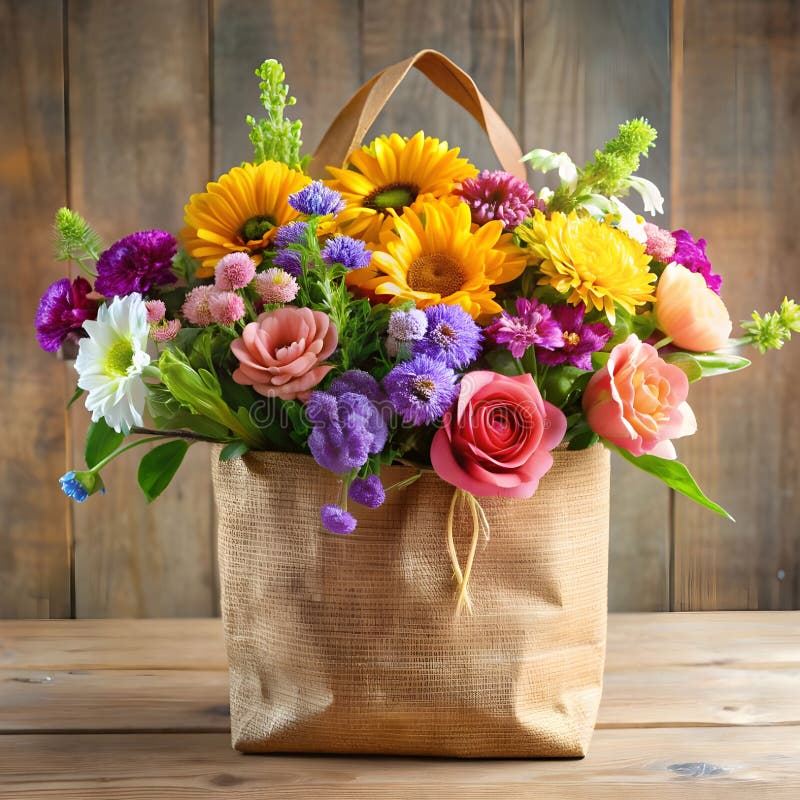 Flowers in a bag stock image. Image of indoors, optimistic - 321498637