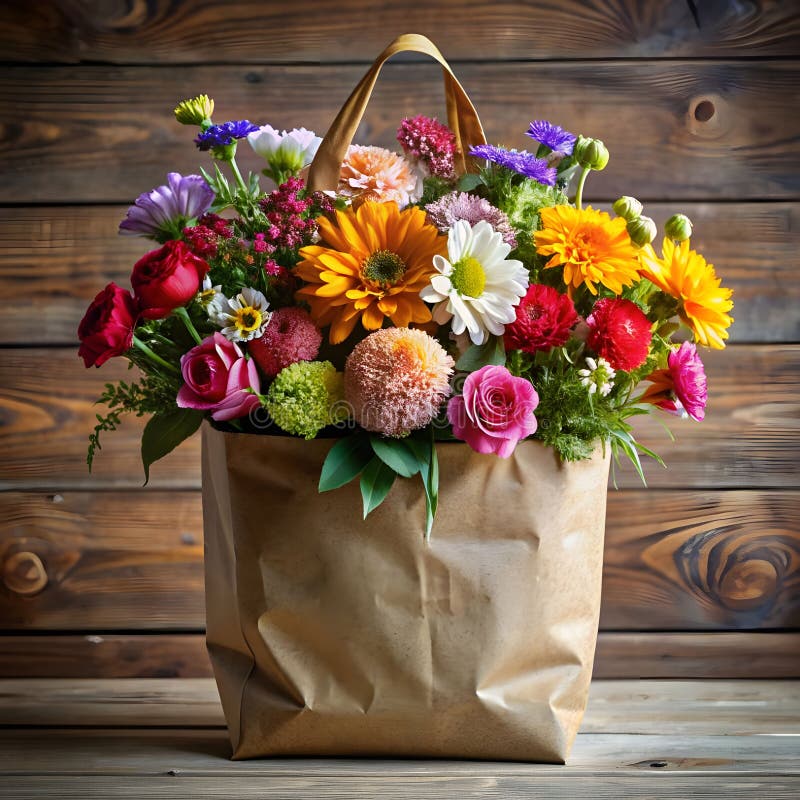 Flowers in a bag stock image. Image of meadow, carry - 321498649
