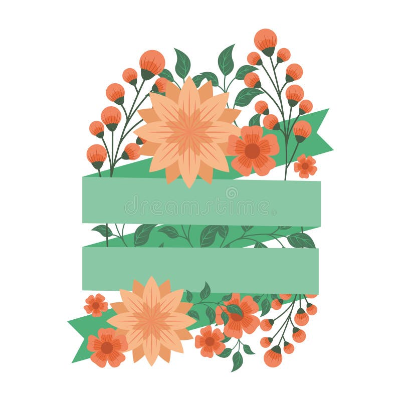 Flowers with a Banner. Vector Illustration Decorative Design Stock ...