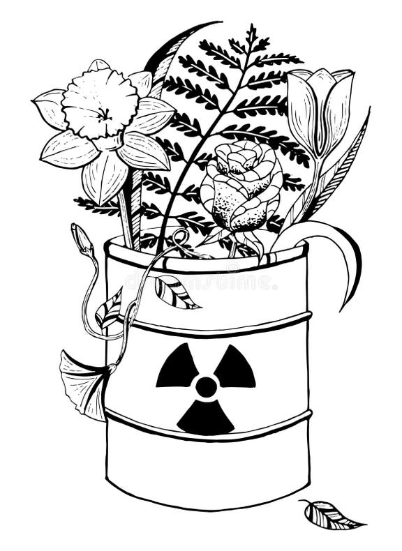 Flowers in a Barrel of Radiation Stock Vector - Illustration of white ...