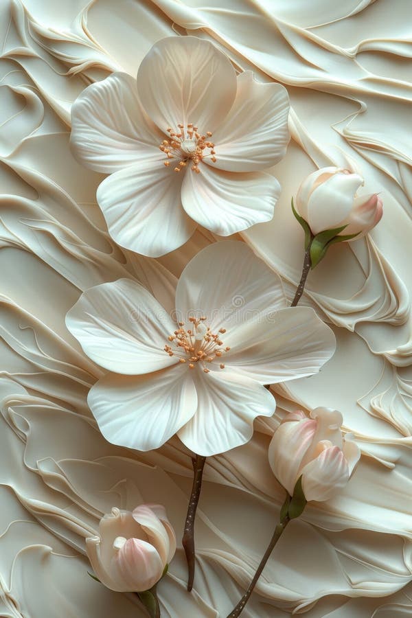 Flowers on a Beige Background. the Background is Made of Beige Flowers ...