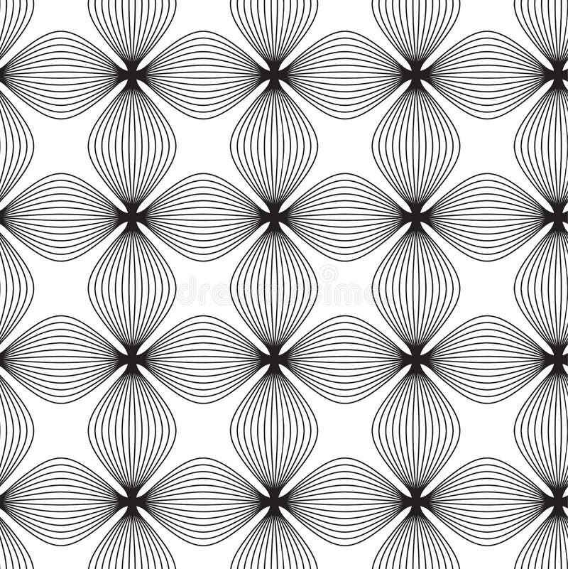 Flowers, Black and White Abstract Geometric Seamless Patt Stock Vector ...