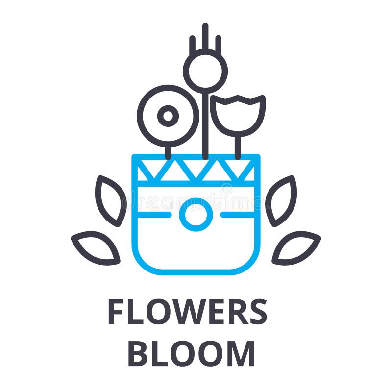 Flowers Bloom Thin Line Icon, Sign, Symbol, Illustation, Linear Concept ...