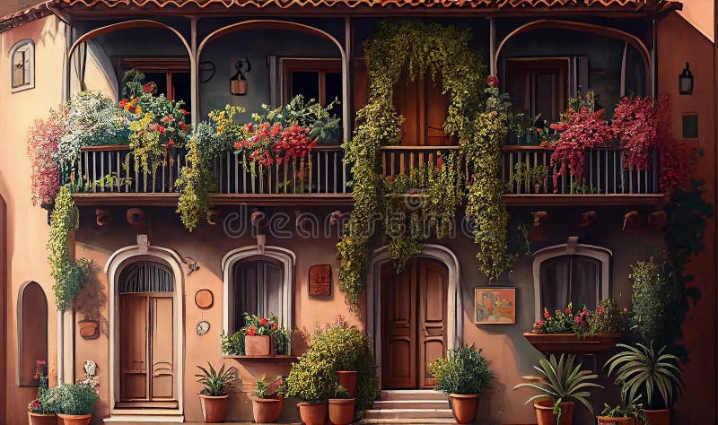 Flowers Bloom in Window, Outdoors, Building Exterior ,generative AI ...