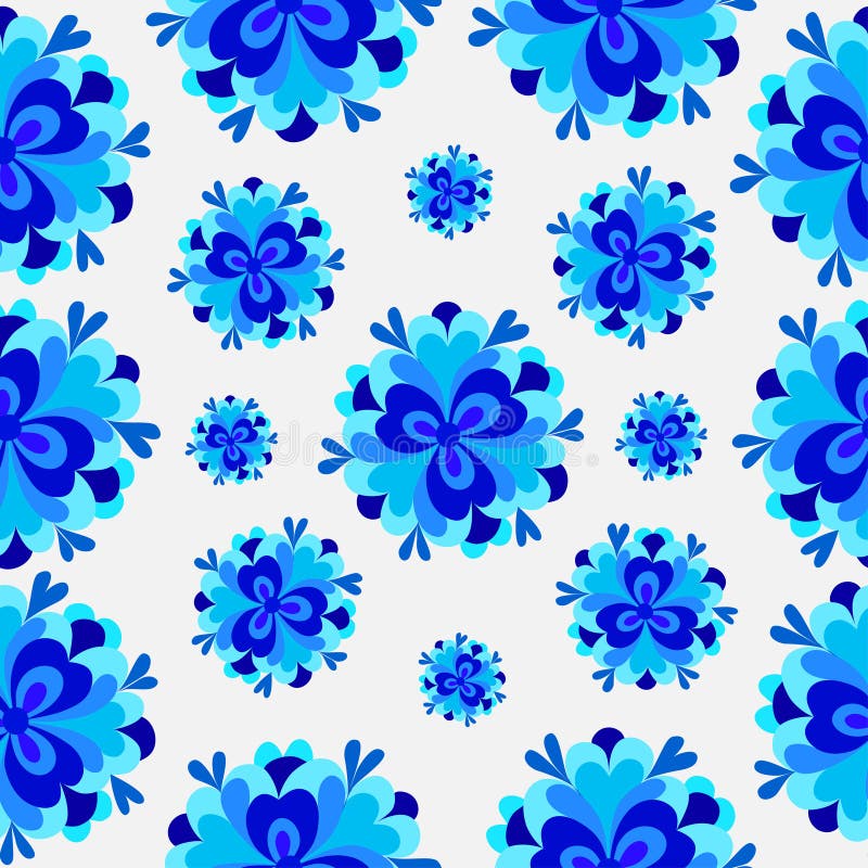 Flowers Blue Pattern Illustration Stock Illustration - Illustration of ...