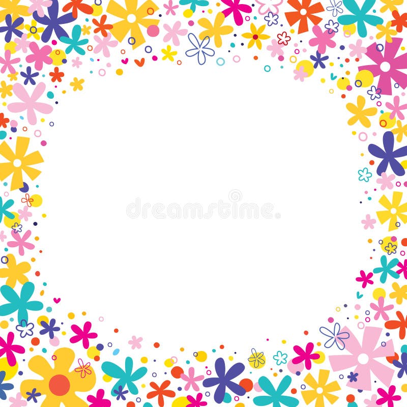 Flowers Border Frame Nature Design Elements Stock Vector - Illustration ...