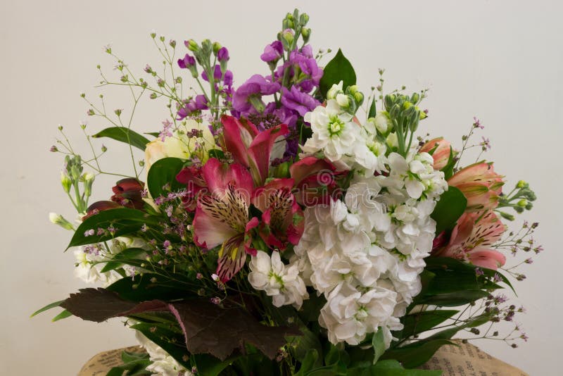 Flowers Bouquet on Light Background. Stock Photo - Image of bright ...