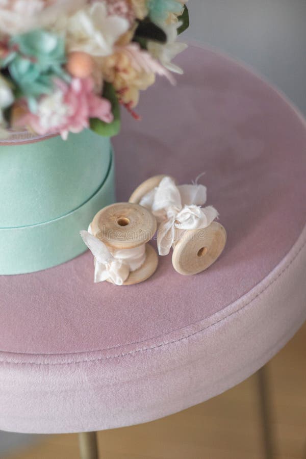 Flowers Box and Silk Ribbons. Floristic Workspace. Stock Photo - Image ...