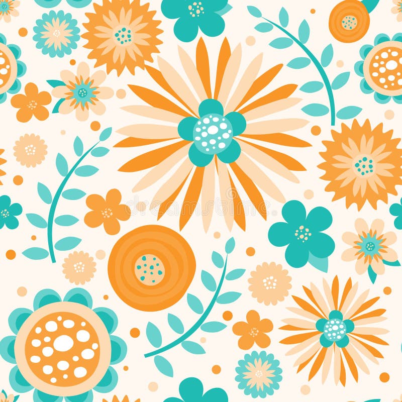 Flowers Bright Seamless Pattern. Stock Vector - Illustration of pattern ...