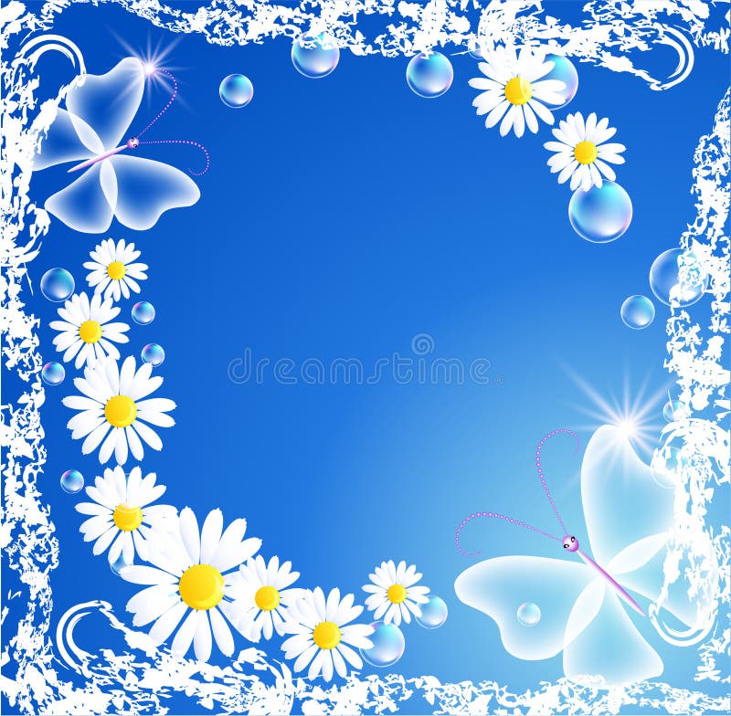Flowers and Bubbles in Grunge Frame Stock Vector - Illustration of ...